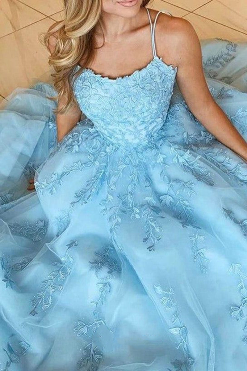 Backless Blue Lace Prom Dresses, Open Back Blue Lace Formal Evening Dr ...