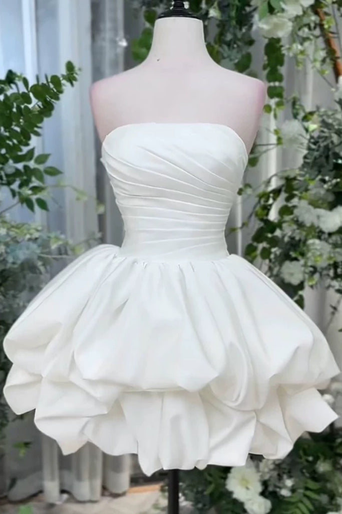 Cute Strapless Short White Prom Dresses, Short White Formal Graduation ...