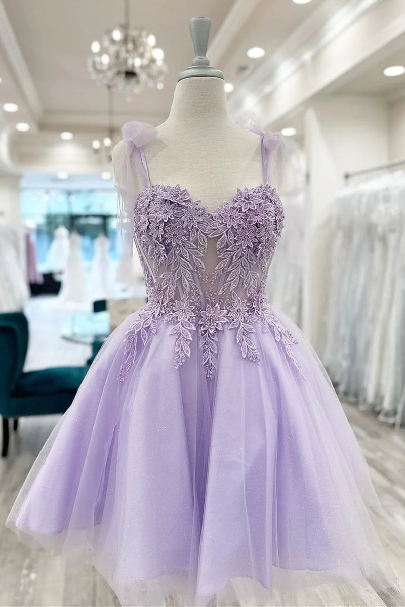 Short Purple Lace Prom Dresses, Short Purple Lace Formal Homecoming Dr ...