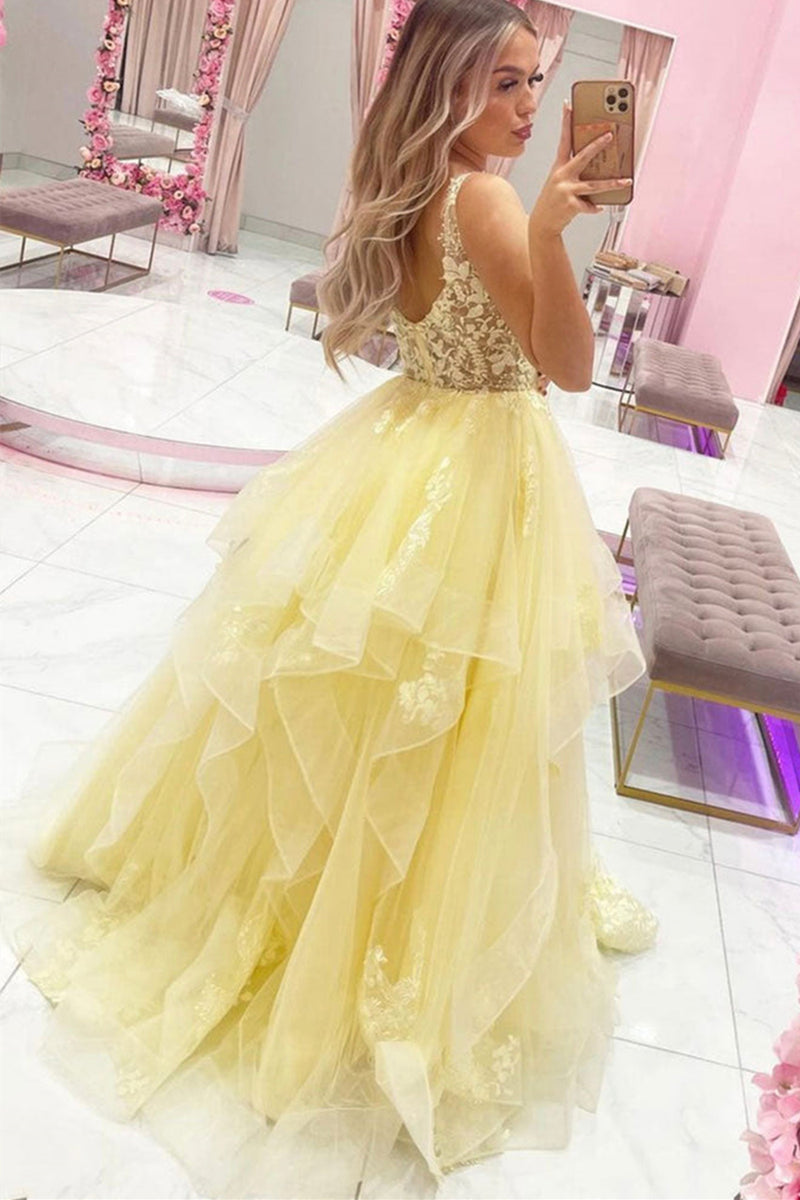 Pastel Yellow Lace Dress